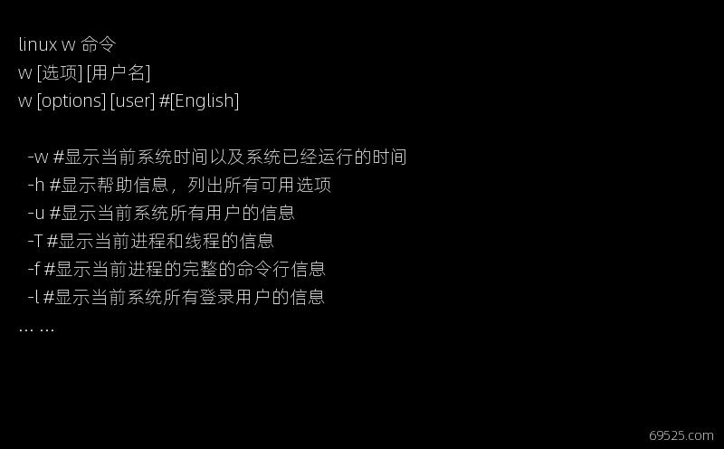 linux w 命令功能-参数选项-用法举例-详解